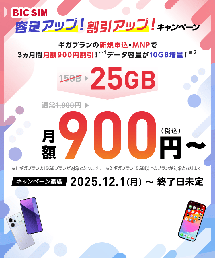 BIC SIMの選べる新料金プラン「ギガプラン」｜ビックカメラの格安SIM・BIC SIM（ビックシム）